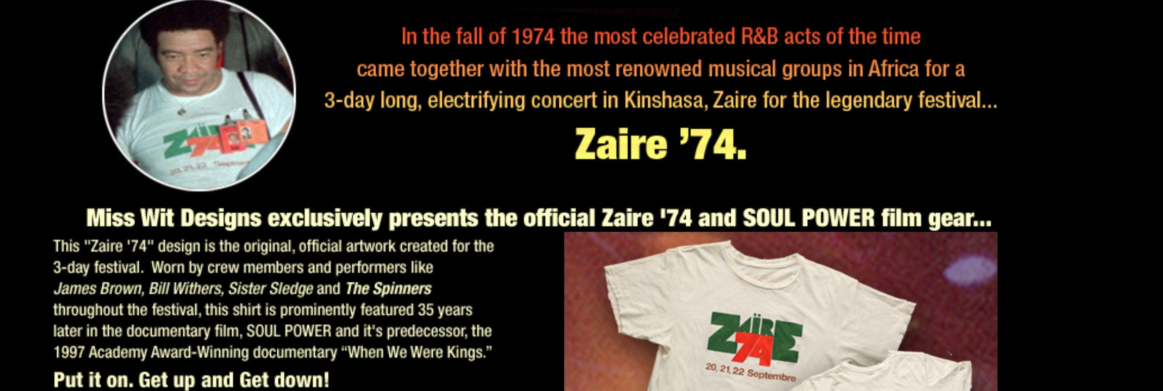 Zaire '74 Exclusive Licensed Edition Concert Tee Original Festival ...