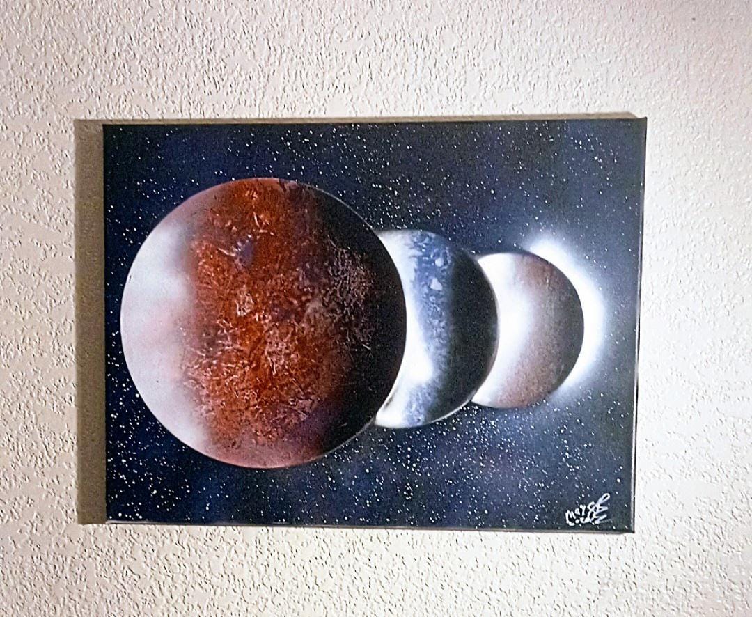 3 Planets Spray Paint Art - Etsy