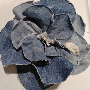 Repurposed Very Distressed Ripped Frayed Light Denim Magnet Brooch Pin ...