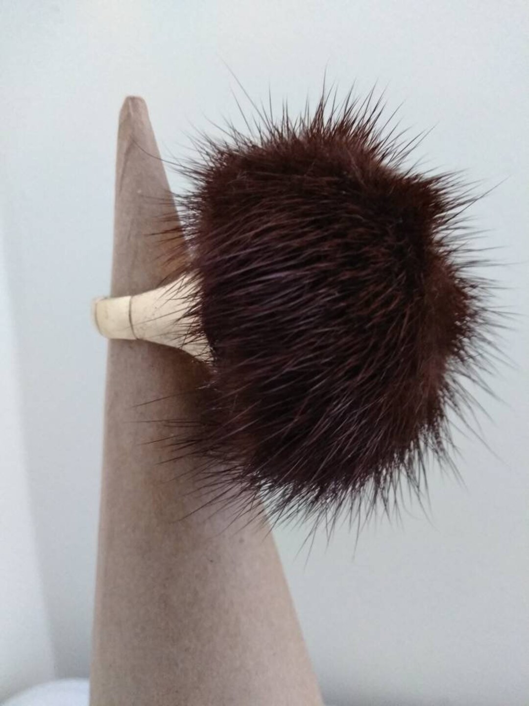 Brown Reclaimed Repurposed Recycled Mink Gold Tone Stretchy Cocktail ...
