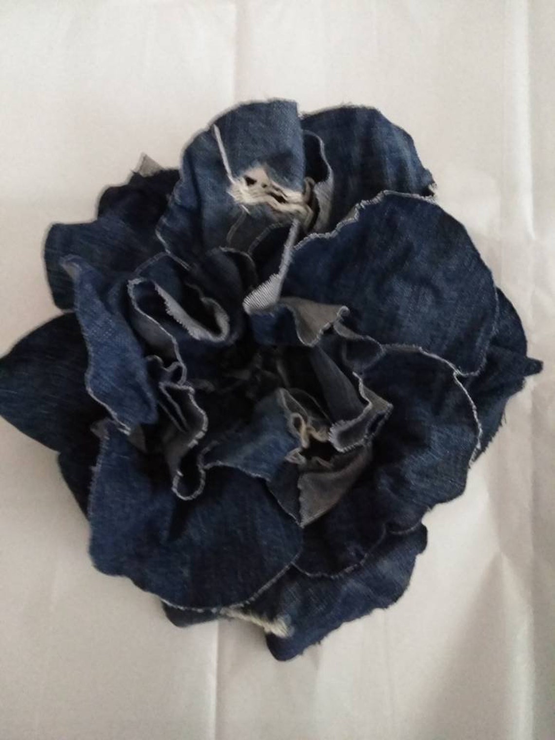 Dark Very Distressed Reclaimed Repurposed Denim Oversized Rosette ...