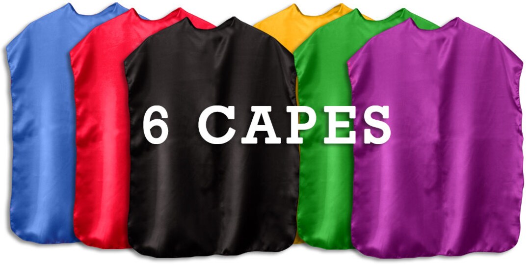 Economy Superhero Solid Capes; Set of 6, 12, 18 or 24 Multicolored ...