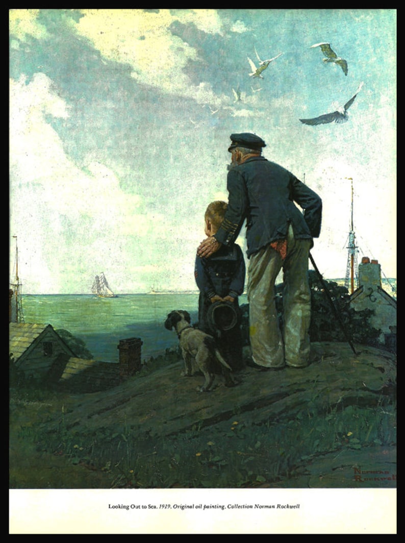 Norman Rockwell Vintage Print Old Sea Captain Sailor Suit Boy | Etsy