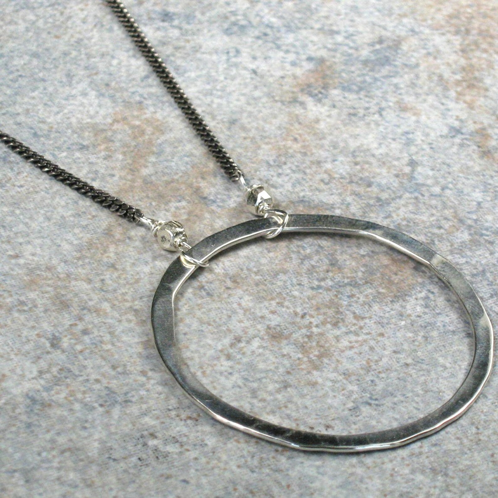Hand Forged Sterling Silver Ring Necklace - Etsy