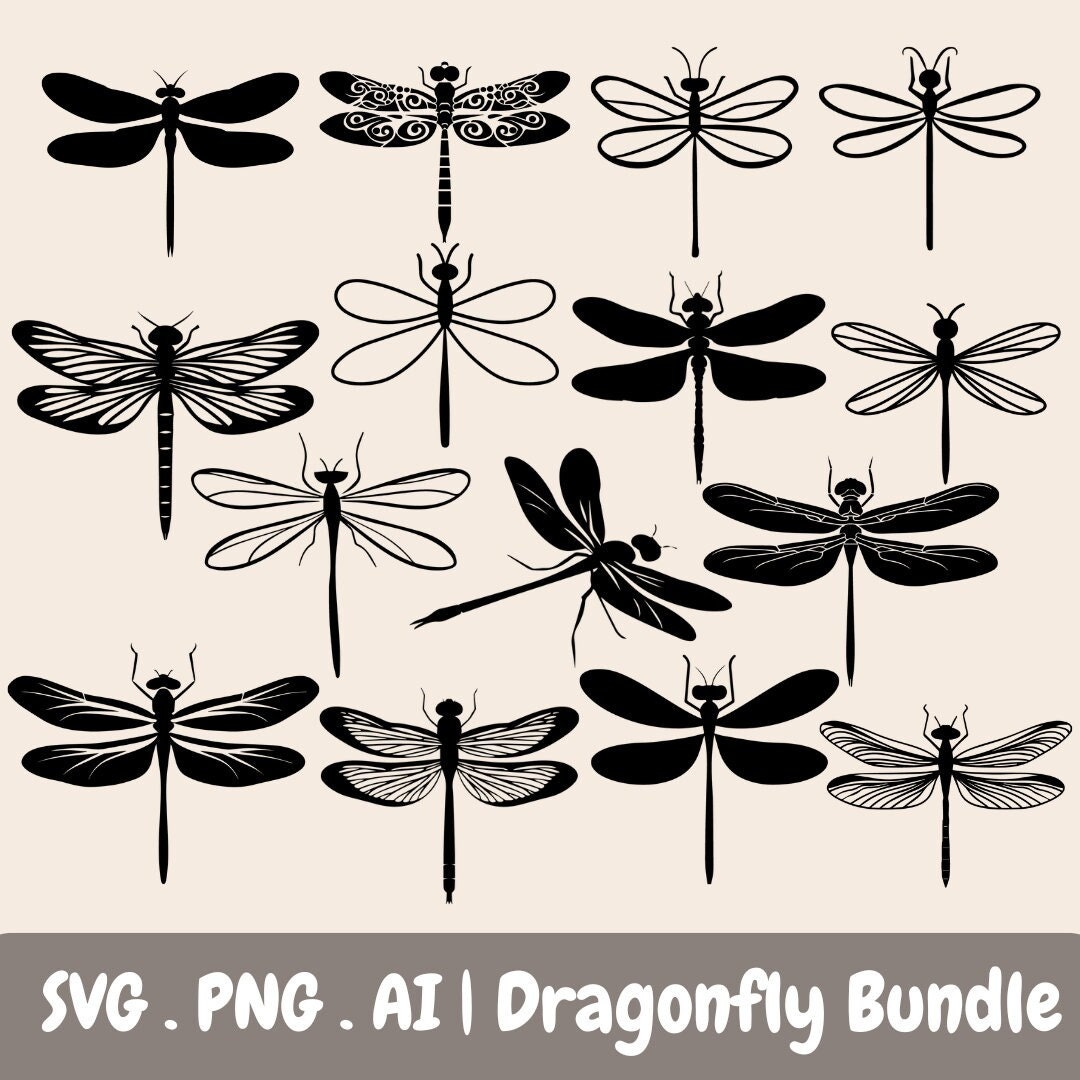 Dragonfly SVG Bundle, Dragonfly Silhouette PNG, Dragonfly Icon SVG ...
