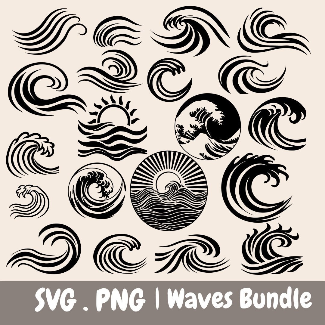 Waves SVG Bundle, Ocean Waves SVG, Simple Waves PNG, Sun and Waves Svg ...