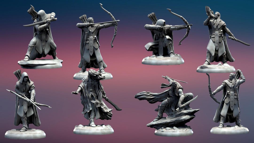 Wood Elf Army Pack | D&D Miniatures | Pack of 8 Elves | 28mm Scale Dnd ...