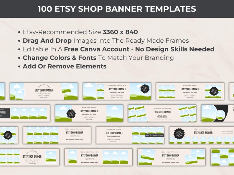 100 Etsy Shop Banner Templates Canva + 35 Bonus Etsy Listing Templates ...