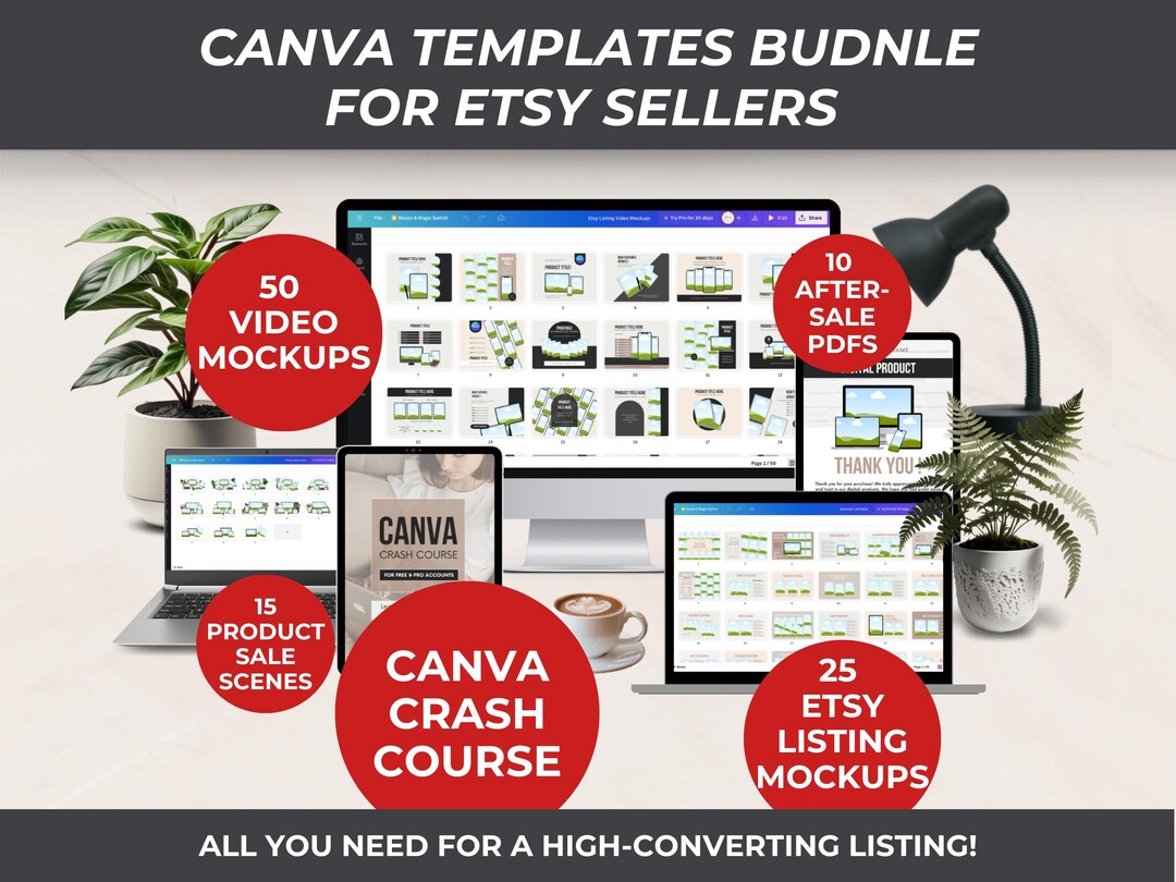 Canva Templates Mockups Bundle, 100+ Etsy Digital Product Mockups ...