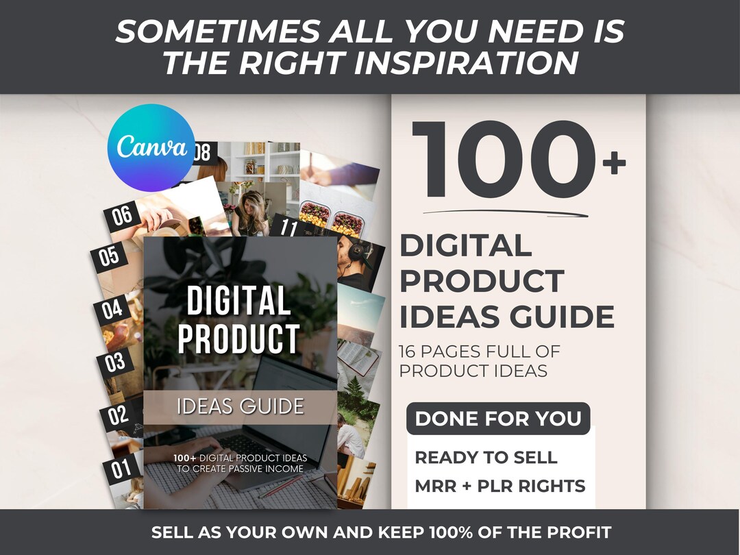 Digital Product Ideas Guide With Resell Rights, 100+ Ideas for Digital ...