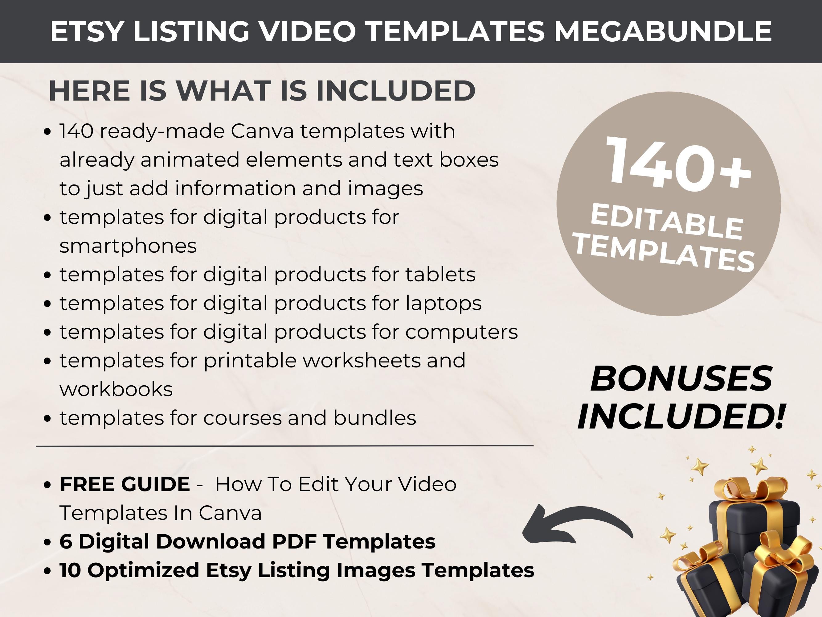 Etsy Video Templates Bundle, 140 Etsy Listing Video Mockups, Editable ...