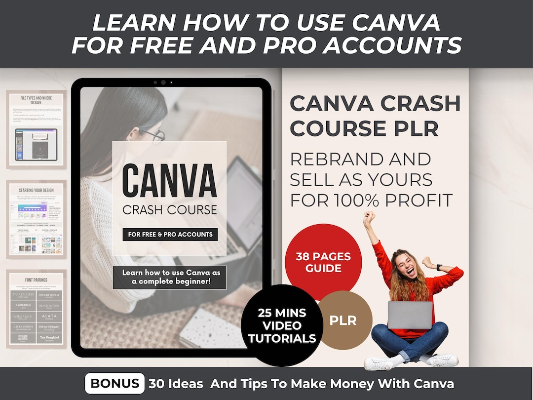 Canva Crash Course PLR, Canva Guide, Passive Income Guide, Canva How to ...