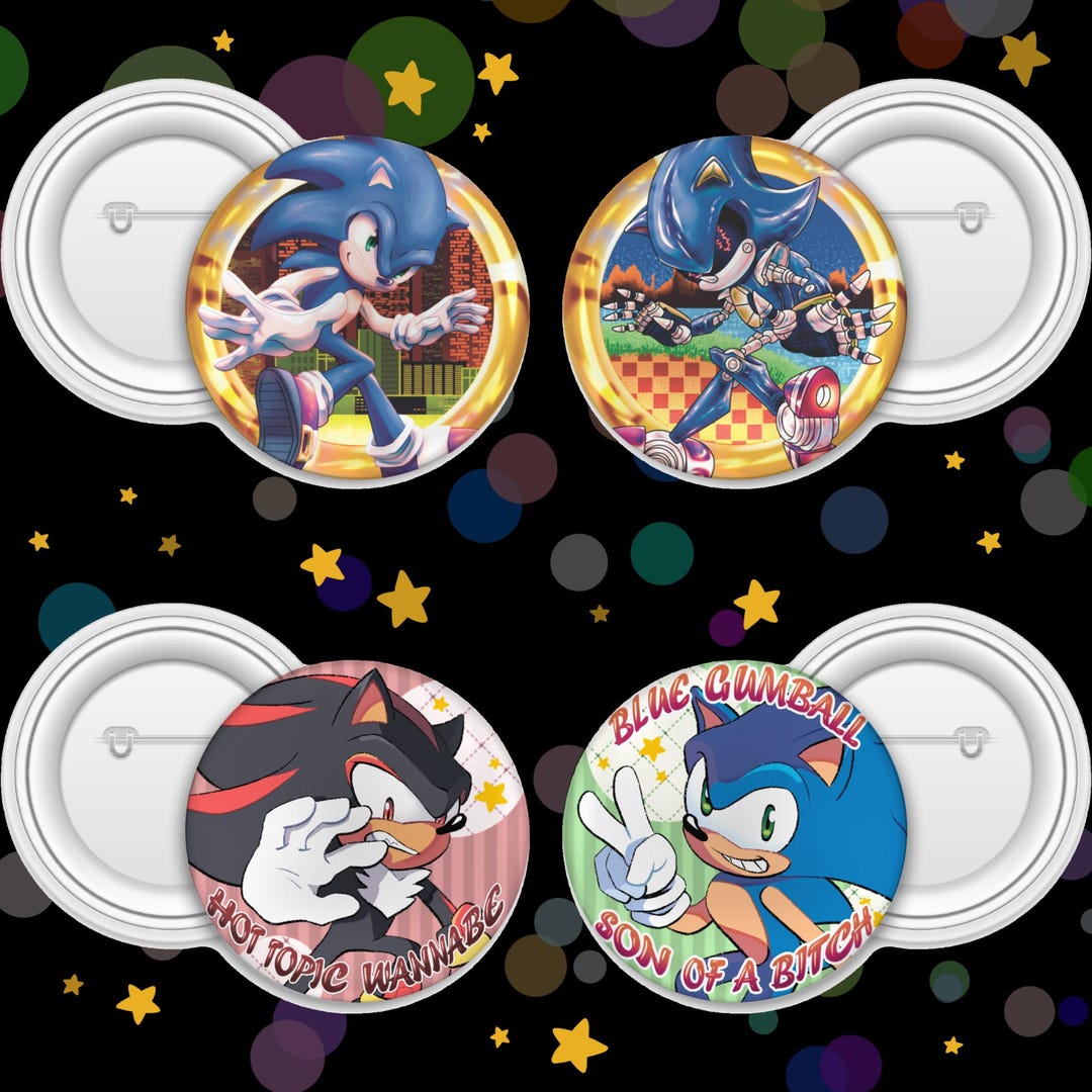 Sonic the Hedgehog Button Pins ||| 2.5 in Pins - Shadow the Hedgehog ...