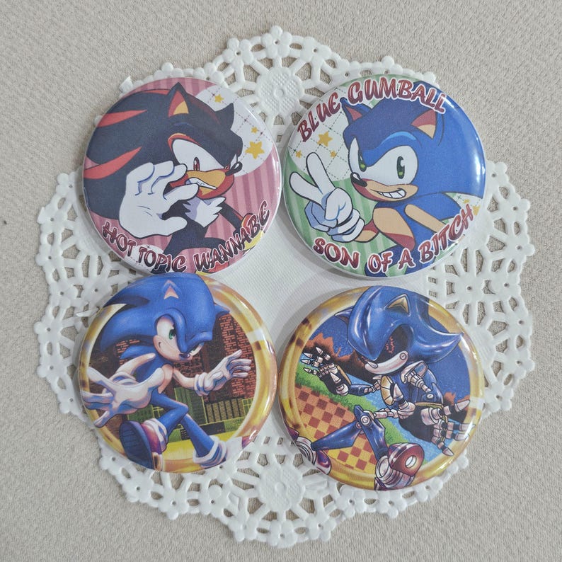 Sonic, Shadow, Metal Sonic Button Pins | 2.5 Inch Sega Character Art - Etsy