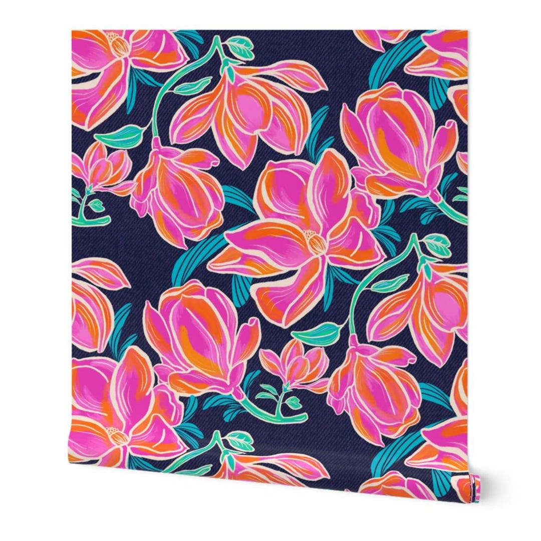 Boho Magnolia Peel and Stick Wallpaper- Bright Floral Wall- Southern ...