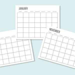 Blank Monthly Calendar, 2023 Printable Calendar, 2023 Landscape ...