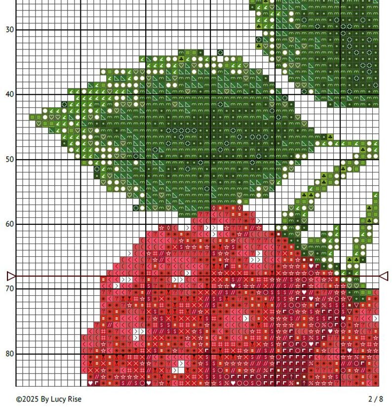 Raspberry Cross Stitch Pattern - AI Wall Art Digital Download | Etamine Embroidery Design for ...