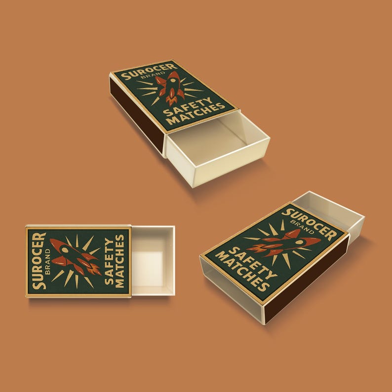 Matchbox Template Retro Printable DIY Vintage Designs Craft Project PDF ...