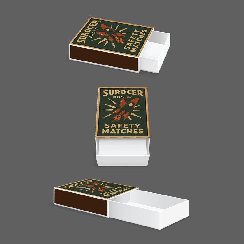 Matchbox Template Retro Printable DIY Vintage Designs Craft Project PDF ...