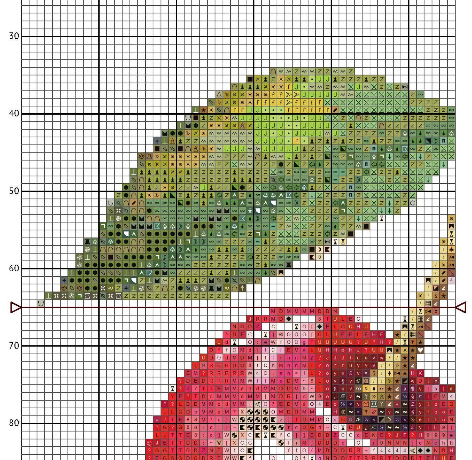 Cross Stitch Pattern Wall Art Cherry Fruits Etamine AI Poster - Digital ...