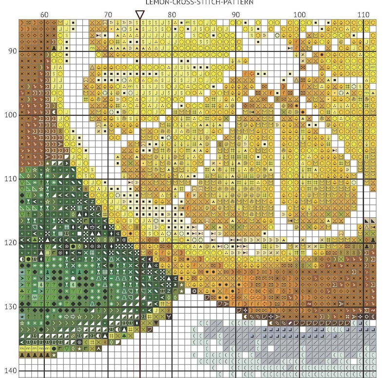 Cross Stitch Pattern Wall Art Lemon Fruits Etamine AI Poster - Digital ...