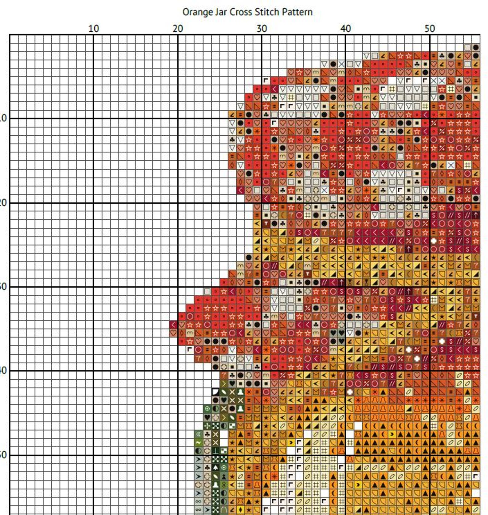 Cross Stitch Pattern Wall Art Orange Jar Etamine AI Poster - Digital ...