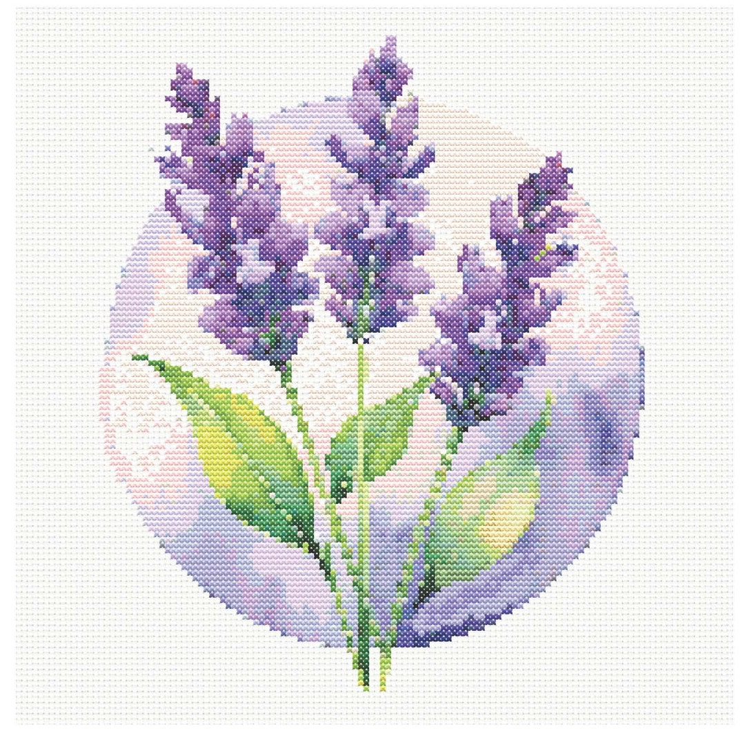 Cross Stitch Pattern Wall Art Lavender Flowers Etamine AI Poster ...