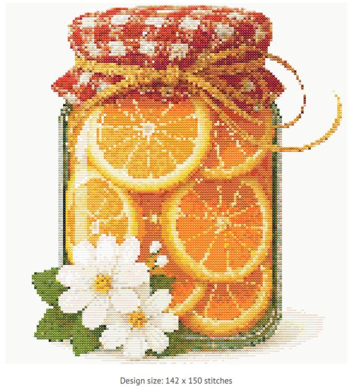 Cross Stitch Pattern Wall Art Orange Jar Etamine AI Poster - Digital ...