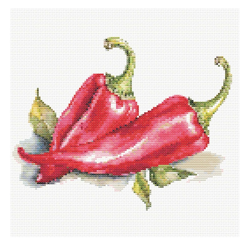 Cross Stitch Pattern Wall Art Capia Pepper Etamine AI Poster - Digital ...