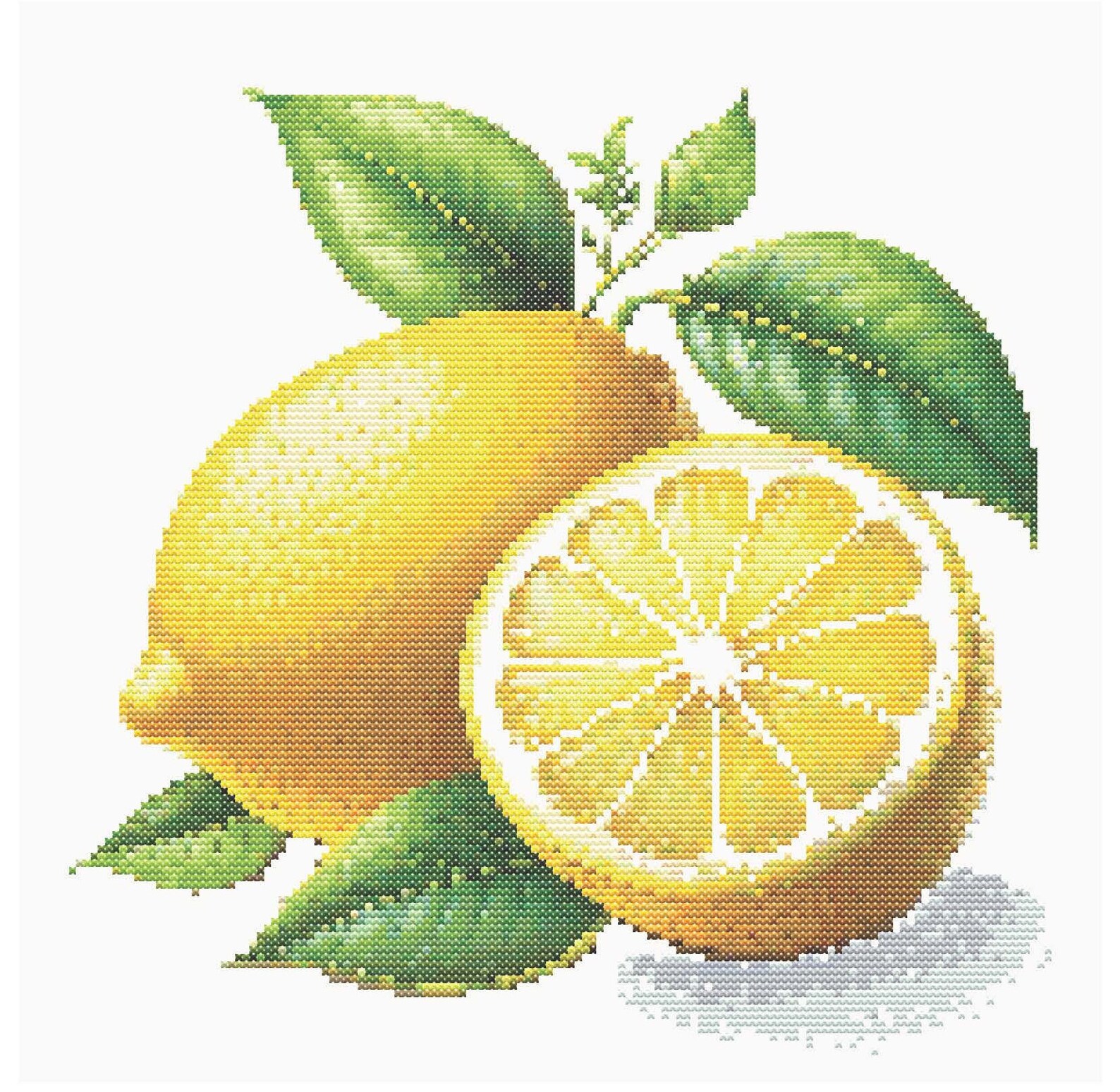 Cross Stitch Pattern Wall Art Lemon Fruits Etamine AI Poster - Digital ...