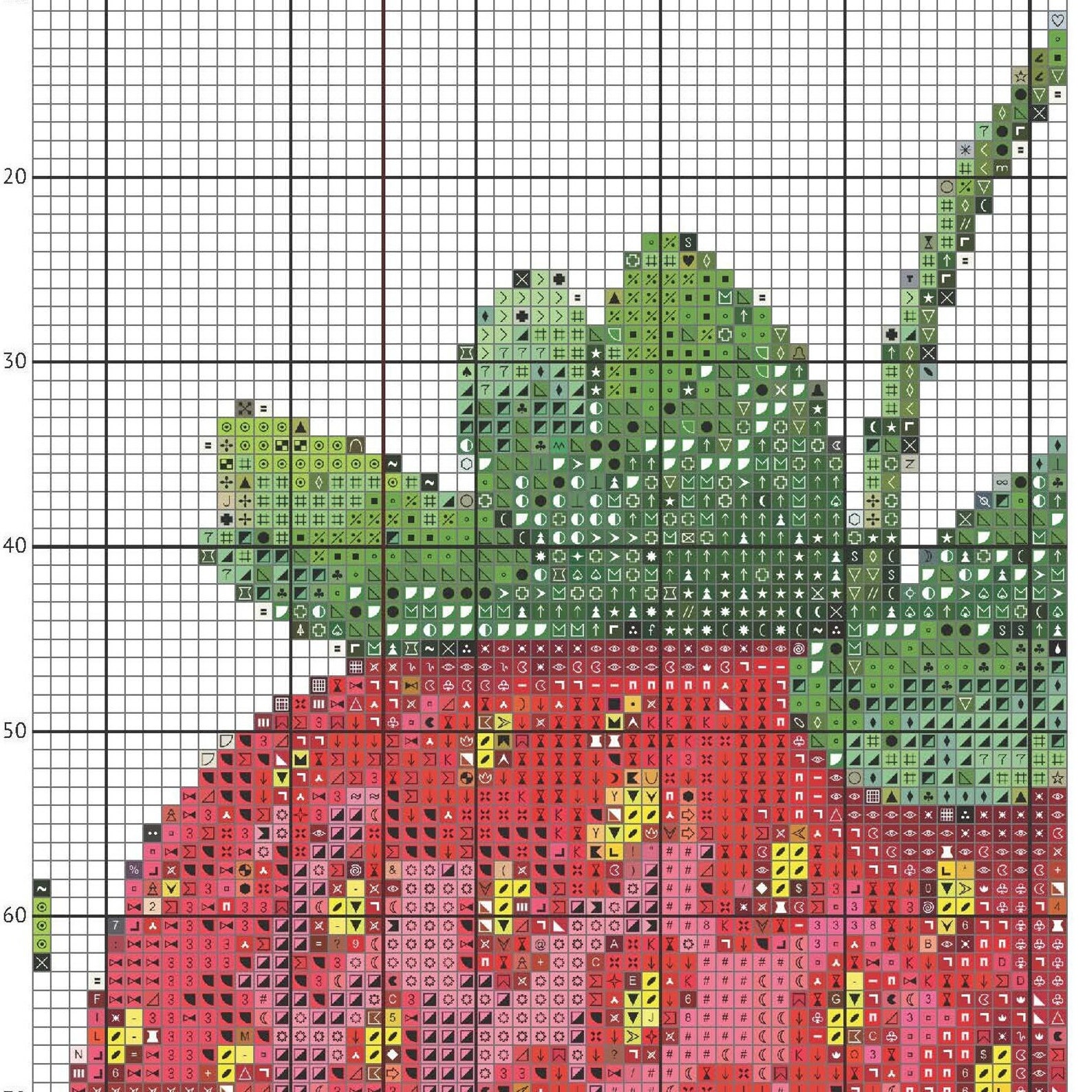 Cross Stitch Pattern Wall Art Strawberry Fruits Etamine AI Poster ...
