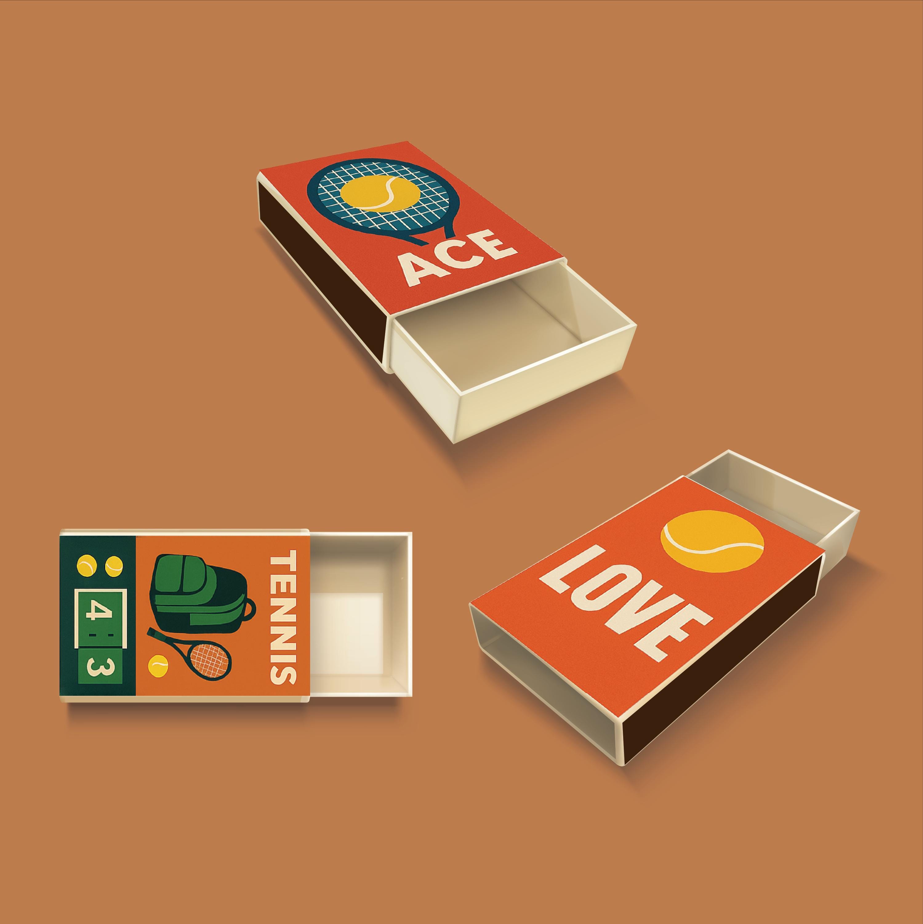 Tennis Retro Matchbox Template DIY Vintage 16 Pieces Printable PDF ...