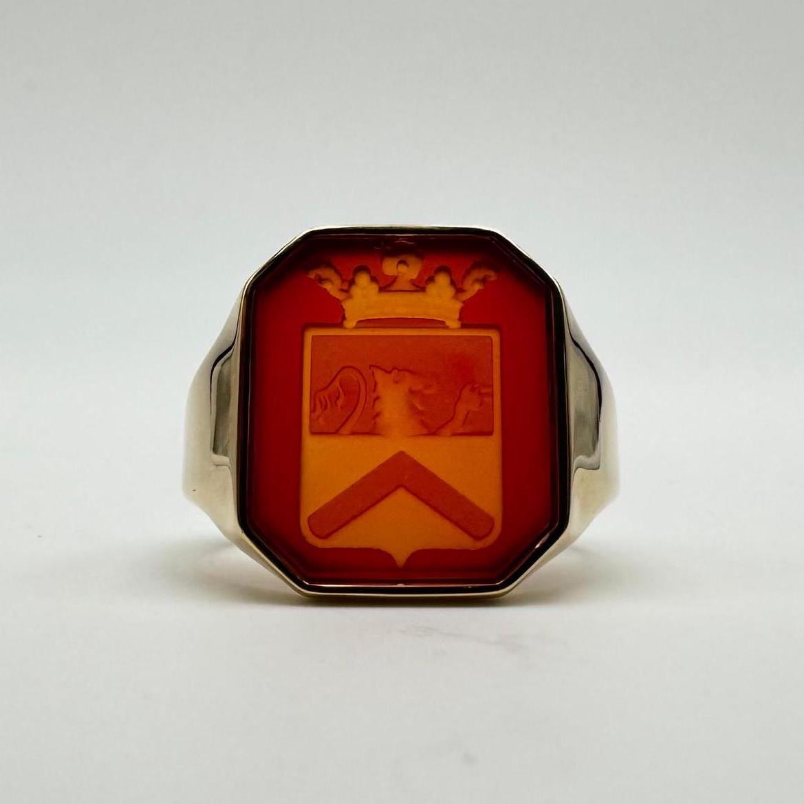 Bespoke Octagonal Signet Ring: Custom Family Crest Intaglio - Etsy