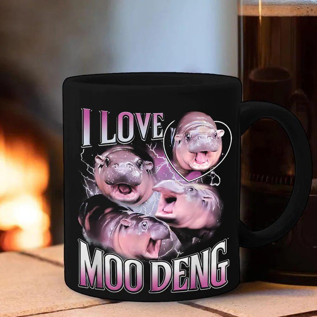 Cute Moo Deng Mug, Moo Deng Hippo Cup, Baby Hippo Coffee Mug, Zoo Baby ...