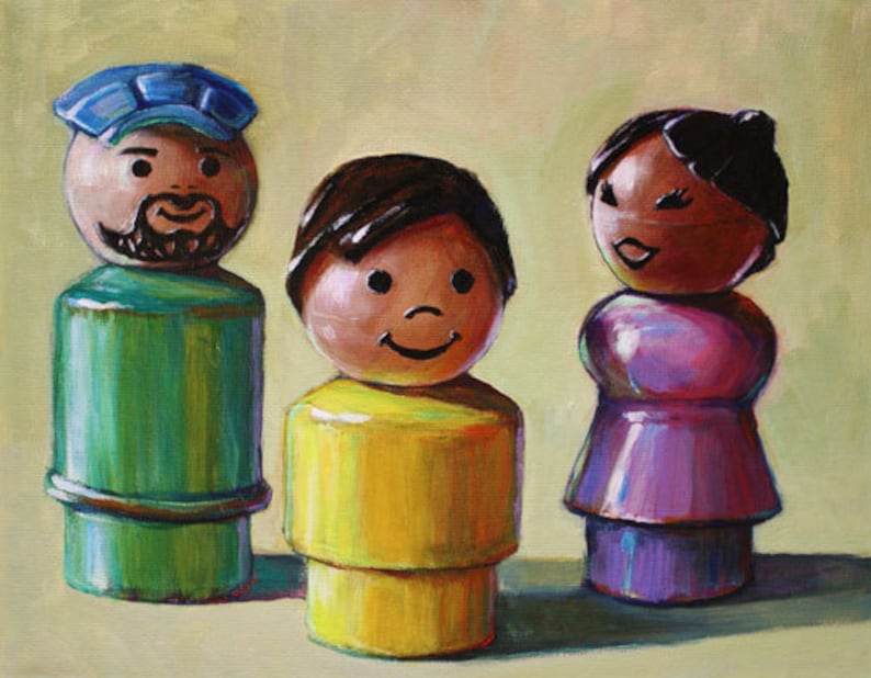 Custom Fisher Price Little People Family Portrait 8x10 Acrylic Painting ...