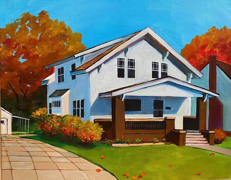Custom House Portrait 8x10 Acrylic on Canvas - Etsy