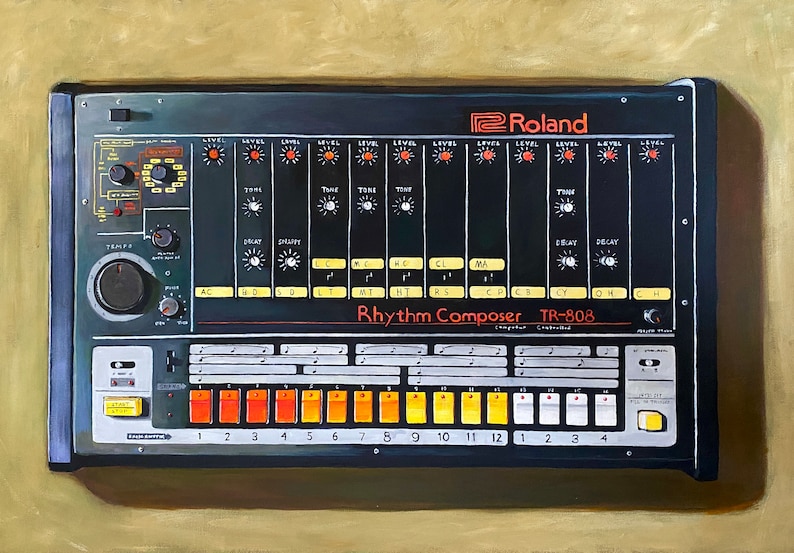 PRINT - Classic Roland 808 Drum Machine (version 1) Portrait 9x13 Print ...