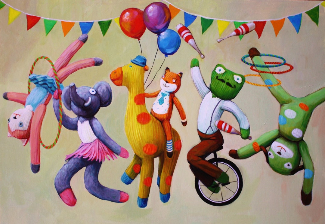 PRINT - 14"x20" Circus Parade of Blabla Knit Toys Print Nursery Art - Etsy