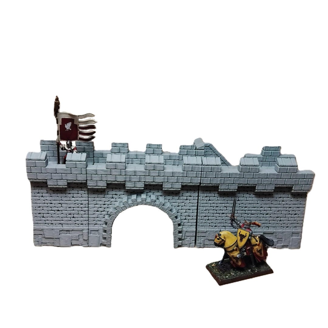 3D Printed Terrain Tabletop Fantasy 28mm Scale Castle Wall Outpost Set ...