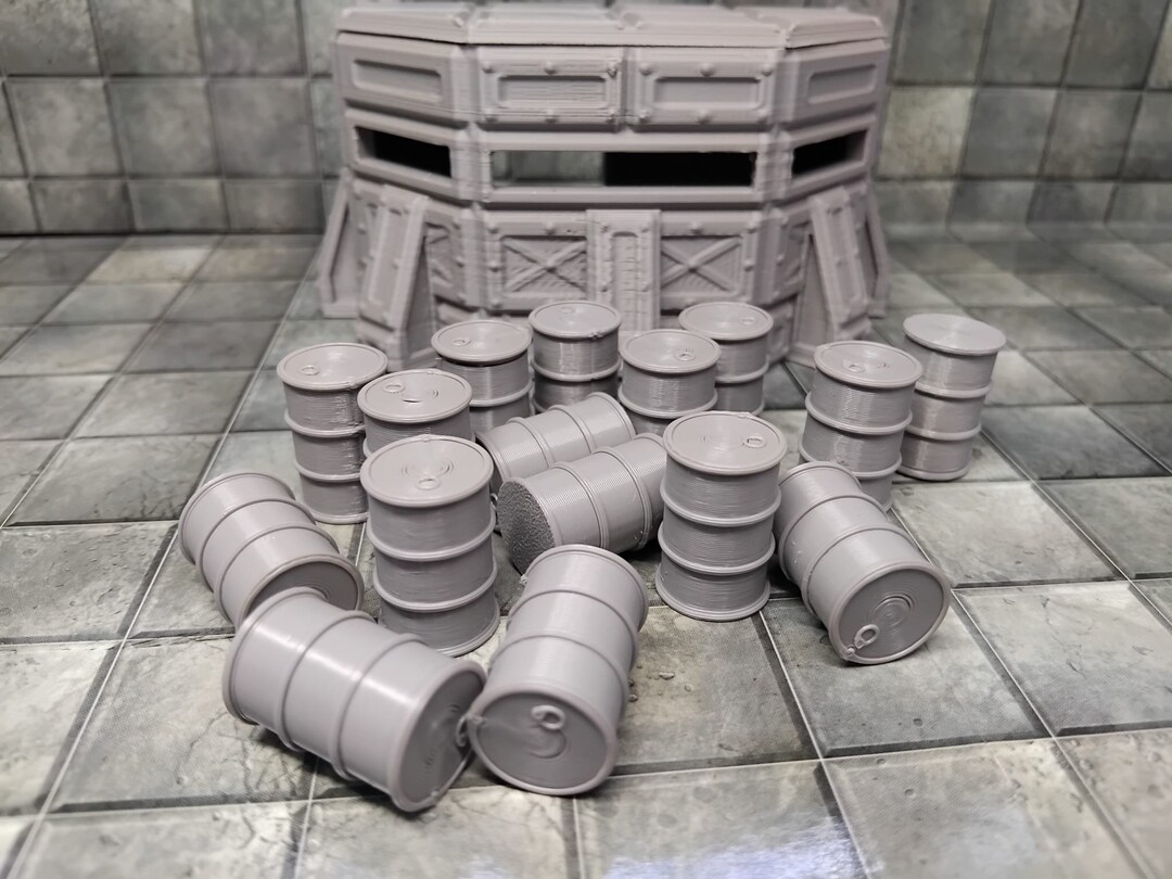 Miniature Tabletop Oil Drum Barrels 3D Printed Wargaming to 28mm Scale ...