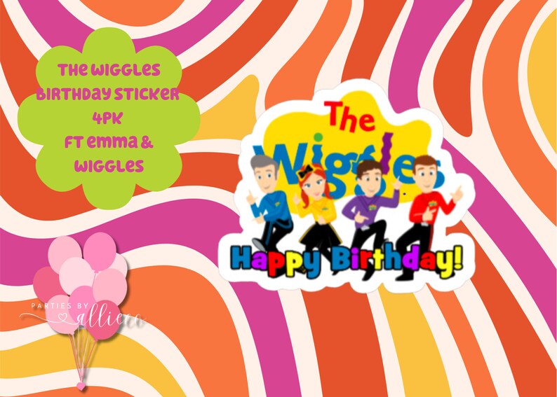 Inspired by the Wiggles Birthday Sticker for Paper Party Bags/party ...