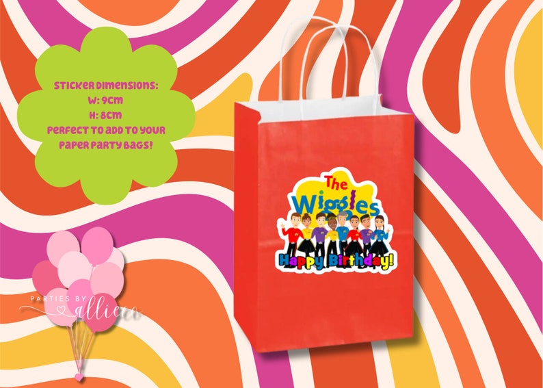 Inspired by the Wiggles Birthday Sticker for Paper Party Bags/party ...