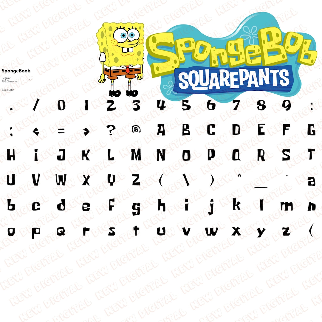 Spongebob Font Spongebob Font For Cricut Spongebob Font Svg Sponge Bob Squarepants Cuttable
