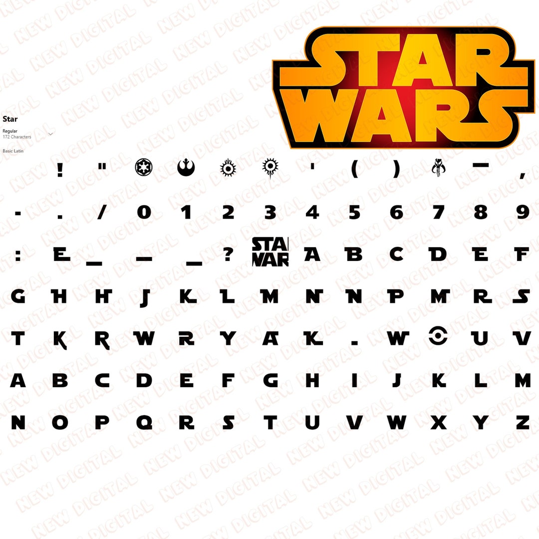 Star Wars Font SVG, Font Svg, Star Wars Alphabet SVG, Font SVG, Digital ...