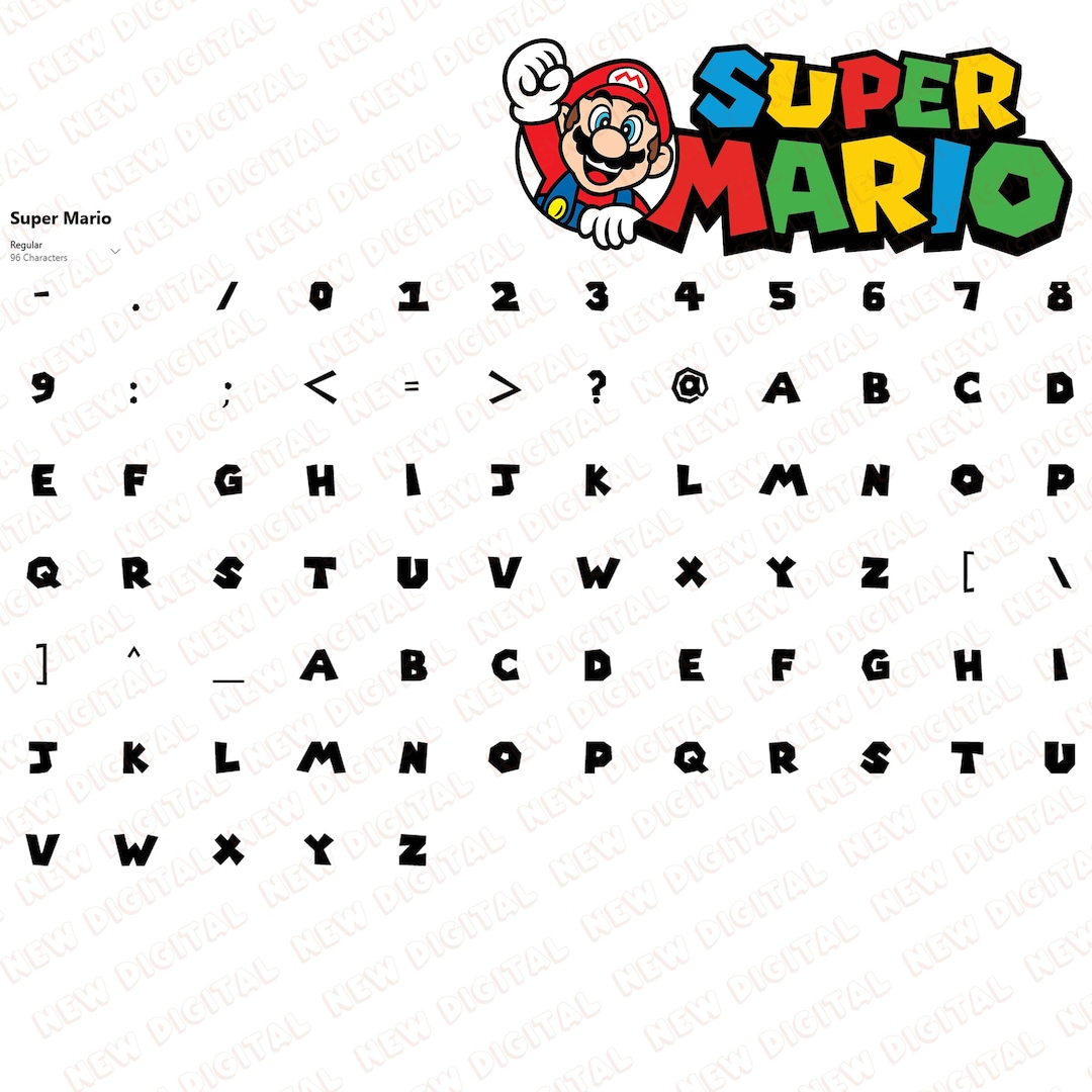Super Mario Font, Mario Font, Super Mario Letters, Super Mario Font Svg ...