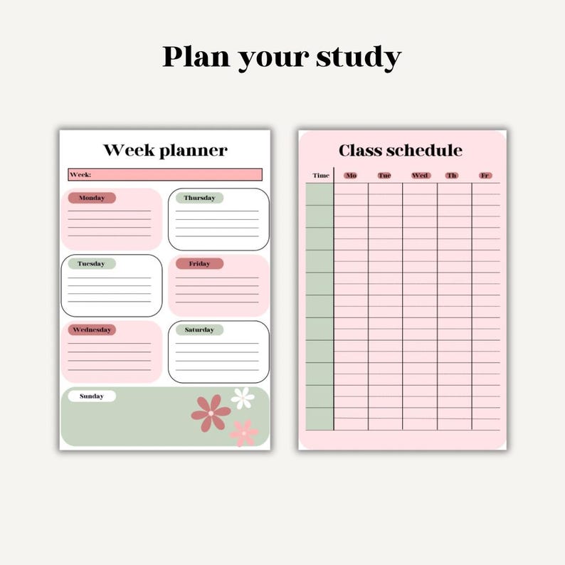Printable School Planner, Printable Student Planner Bundle, Study ...