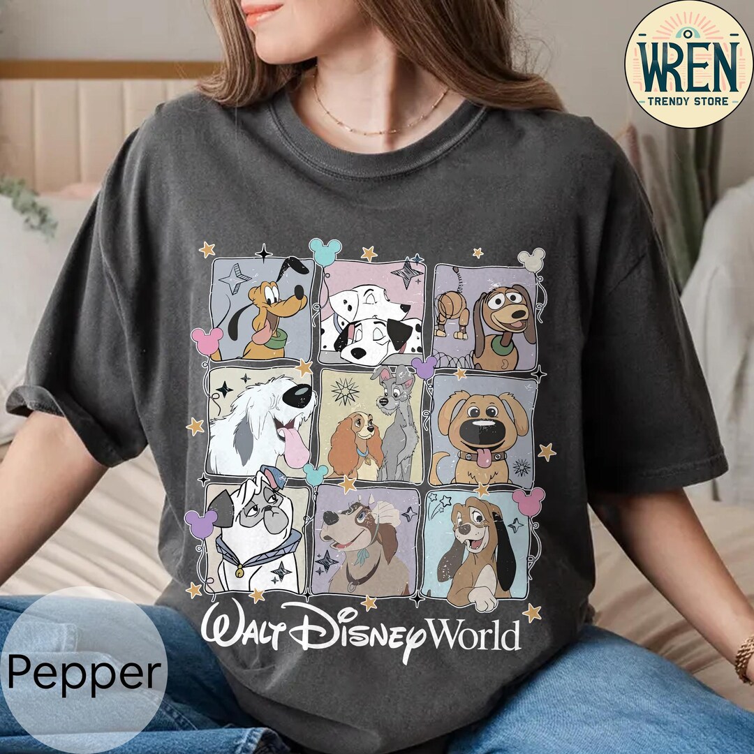 Retro Comfort Colors Disney Dogs Shirt, Vintage Dog Lovers Shirt ...