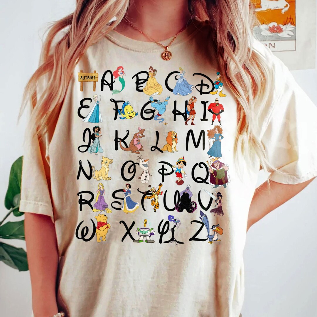 Disney Alphabet Characters From A to Z Shirt, Disney Teacher Tshirt ...