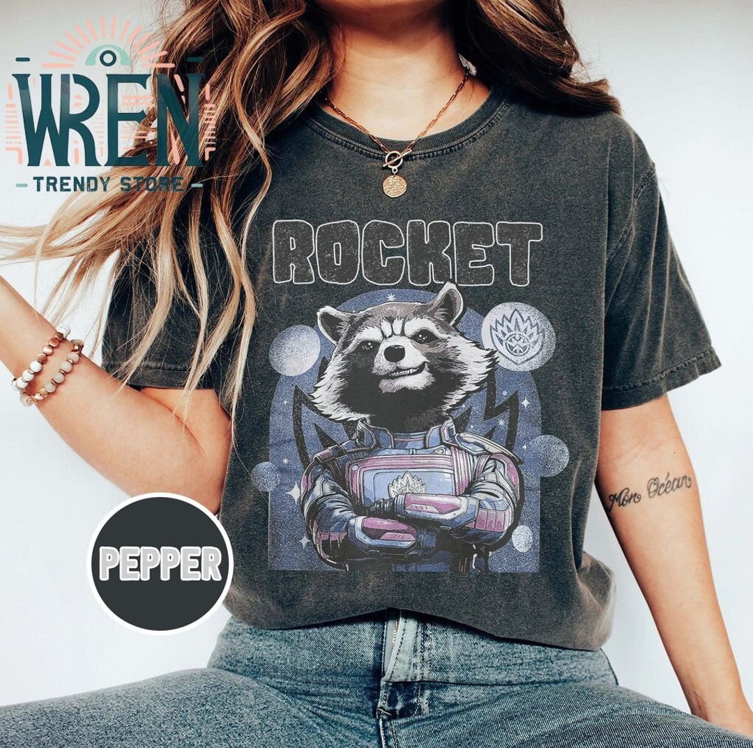 Retro Rocket Raccoon Comfort Colors Shirt, Marvel Guardians of the ...