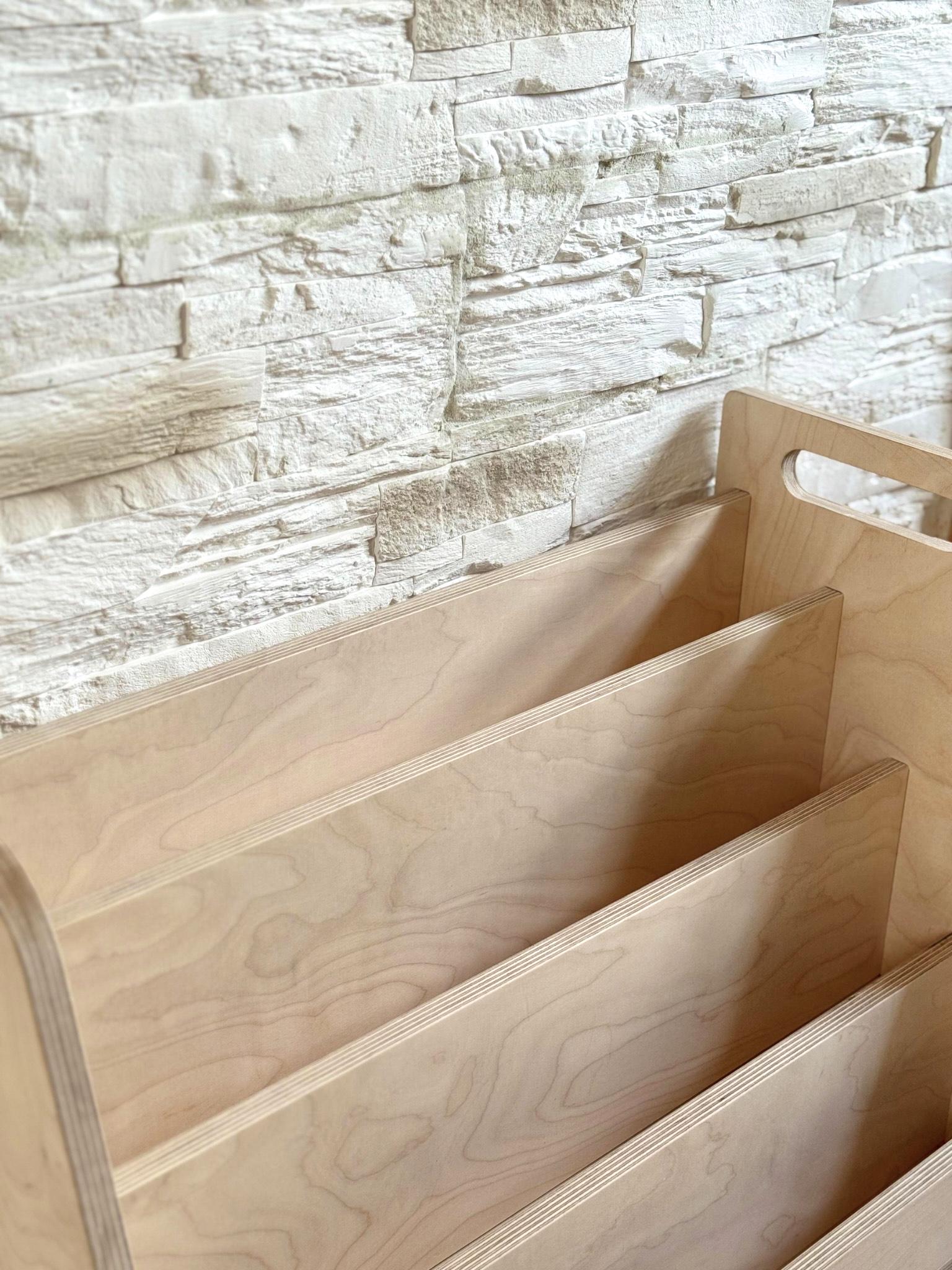 Montessori Bookshelf: 4-tier Birch Wood Book Display for Nursery ...